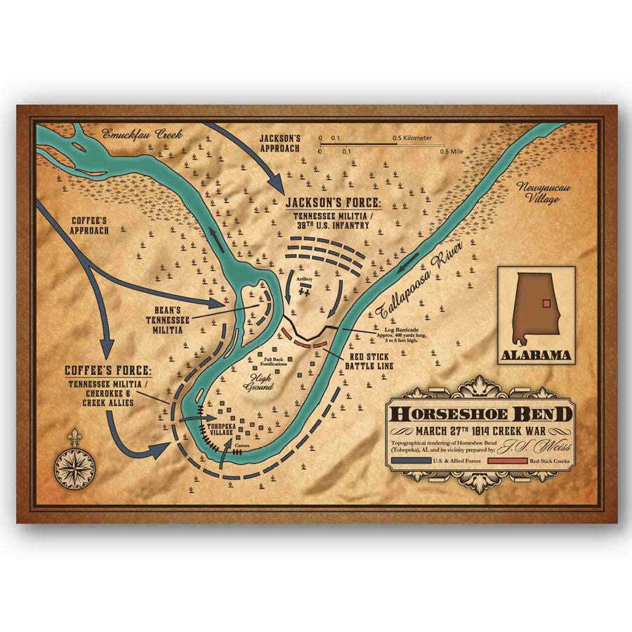 Battle of Horseshoe Bend (Creek War) Map — America's National Parks