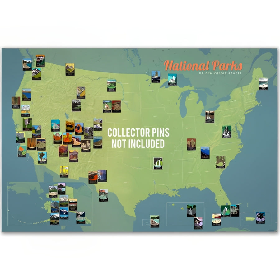 Natural Earth National Parks Collector Pins Map — America's National Parks