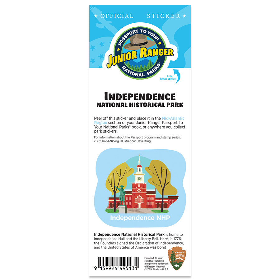 Independence NHP Passport Junior Ranger Single Sticker — America's ...