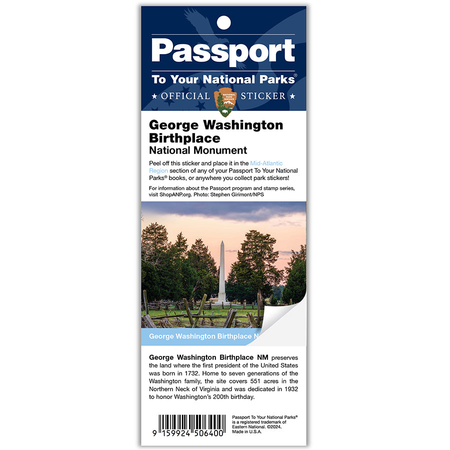 George Washington Birthplace NM Passport Sticker — America's National Parks