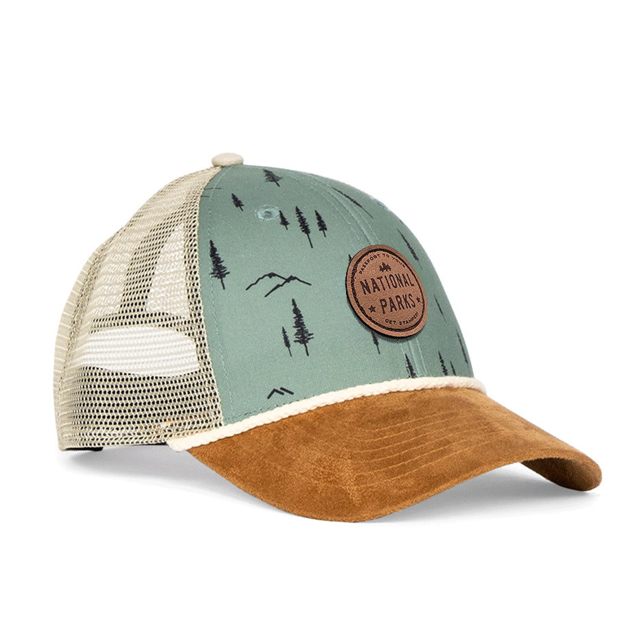 Get Stamped Evergreen Trucker Cap — America's National Parks
