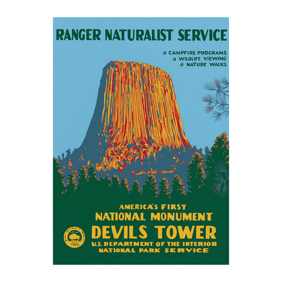 Devils Tower National Monument WPA Travel Poster — America's National Parks
